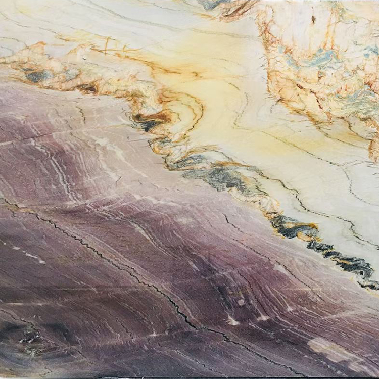 Luxury wall decor gold veins purple aquarella quartzite slabs for ...